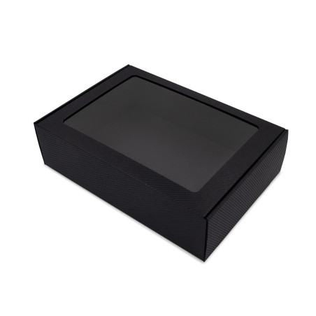 Black Luxury A4 Size Box With Glossy Lines | 305x215x85 mm | Superbox