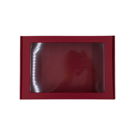 Cherry Red Box with PVC Window for Products | 305x215x85 mm | Superbox